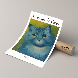 Louis Wain, Blue Cat, Louis Wain Cat Poster, Home Wall Art ...