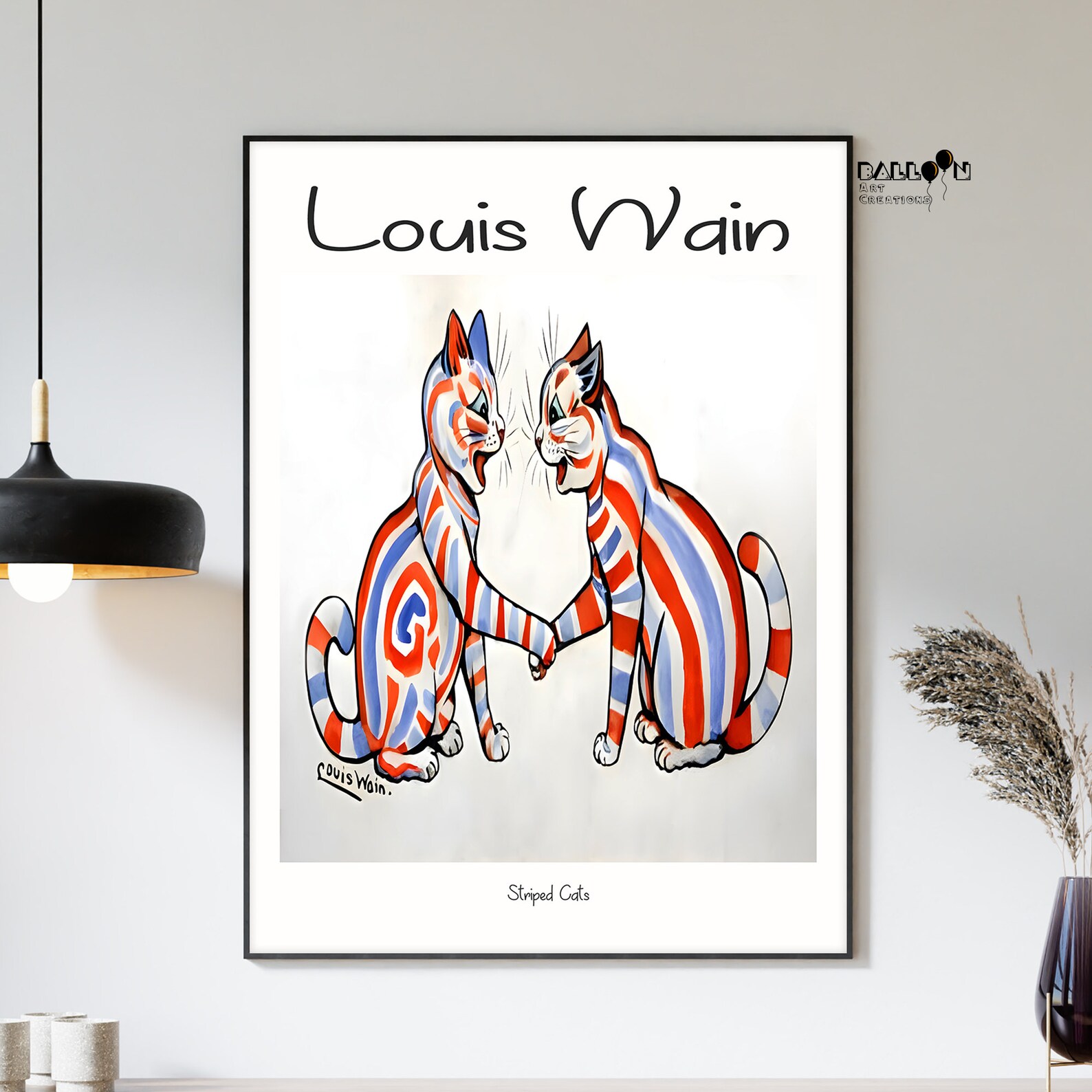Louis Wain, Striped Cats, Louis Wain Cat Poster, Classic Art Print ...