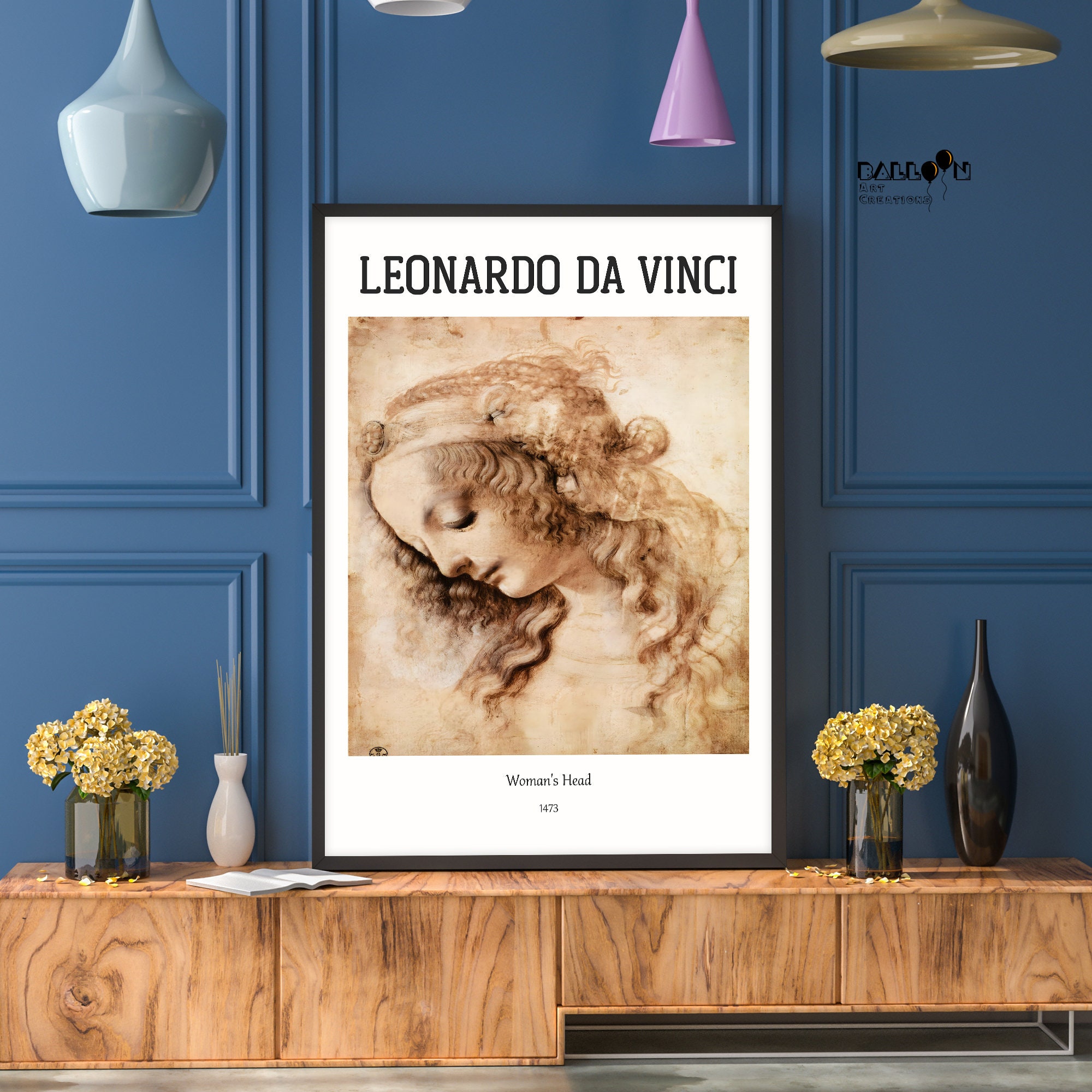 Leonardo Da Vinci, Woman's Head, 1473, Da Vinci Print, Famous Paintings ...