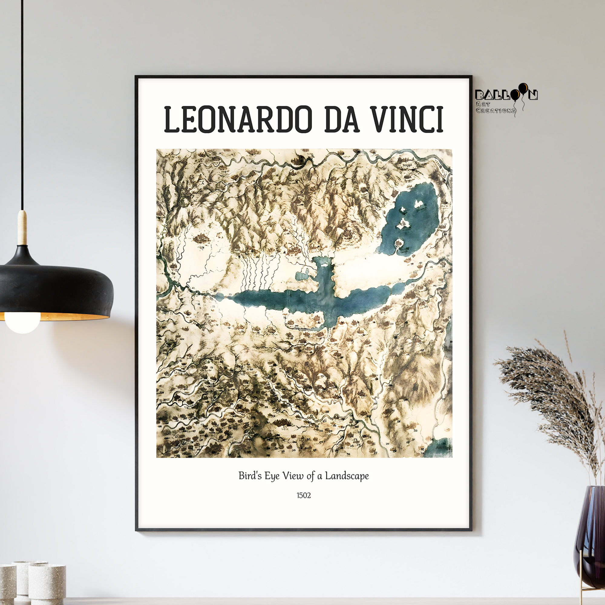 Leonardo Da Vinci, Bird's Eye View of a Landscape, 1502, Da Vinci Print ...