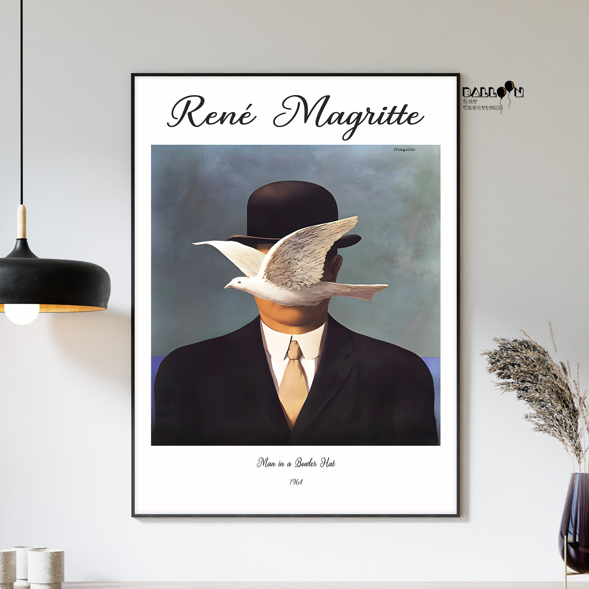 Rene Magritte, Man in a Bowler Hat, 1964, Rene Magritte Poster ...