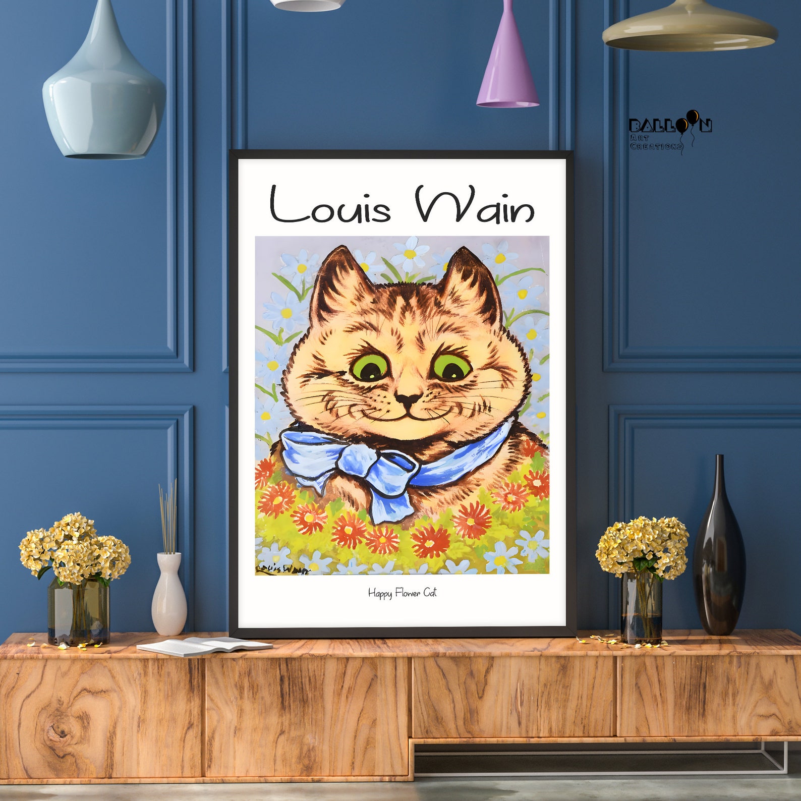 Louis Wain, Happy Flower Cat, Louis Wain Cat Poster, Exhibition Poster ...