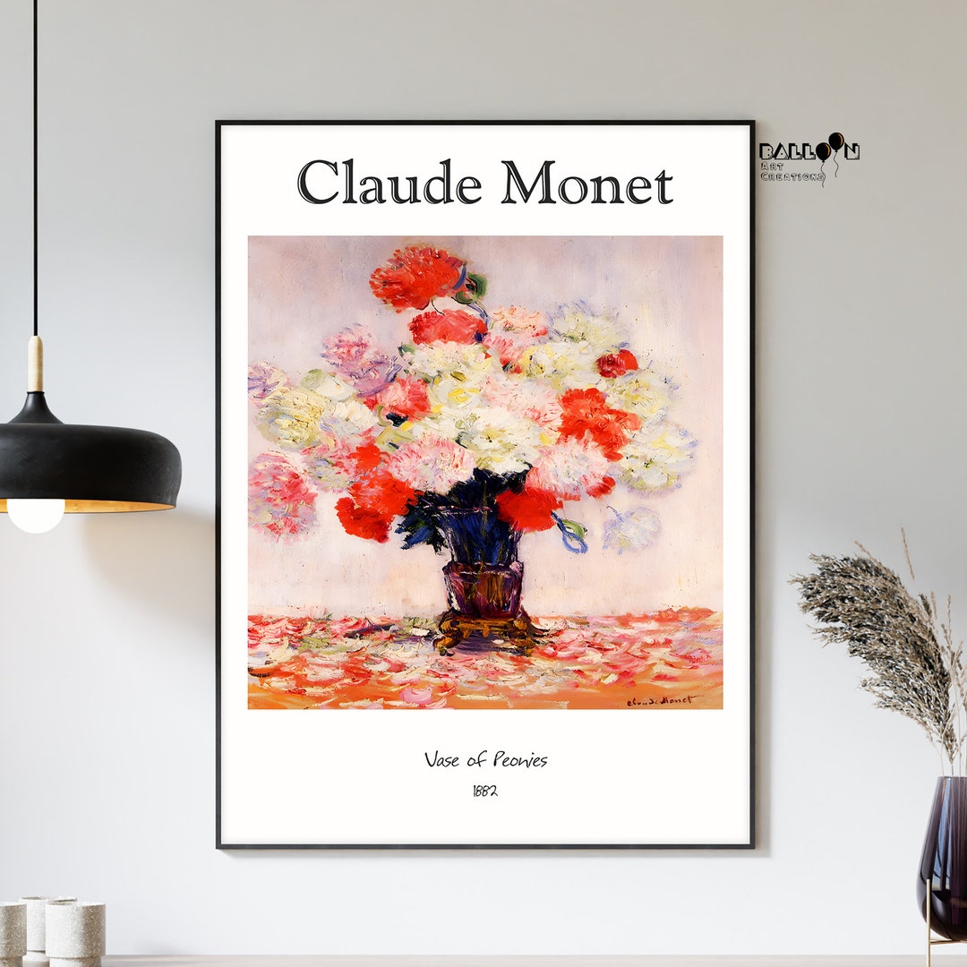 Claude Monet, Vase of Peonies, 1882, Claude Monet Print, Home Wall Art ...