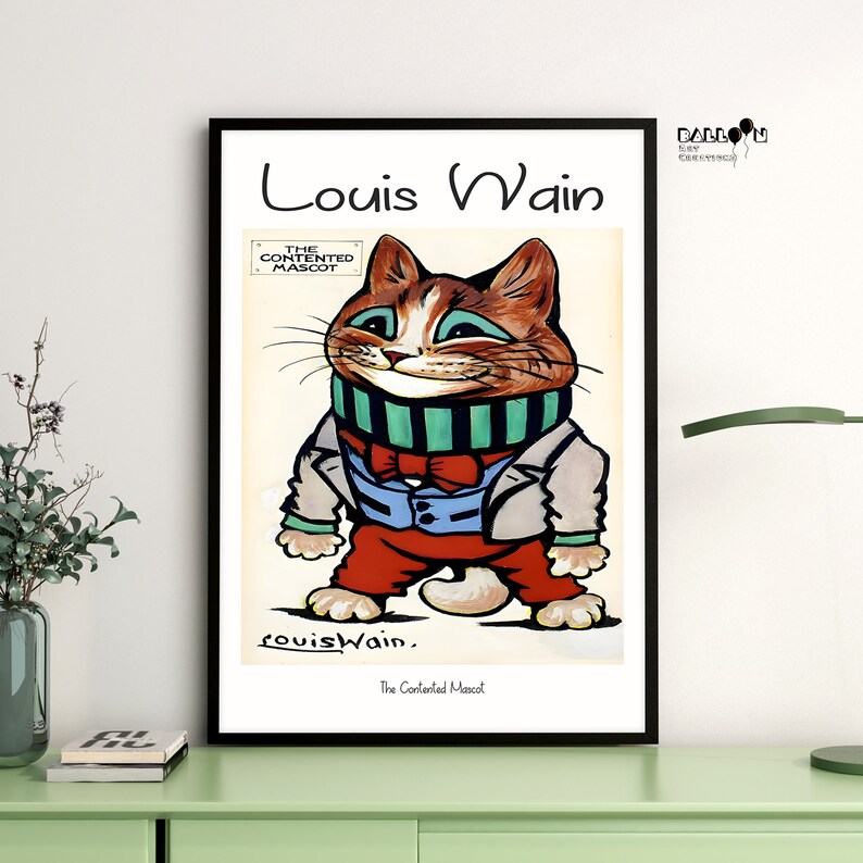 Louis Wain, the Contented Mascot, Louis Wain Cat Poster, Illustration ...