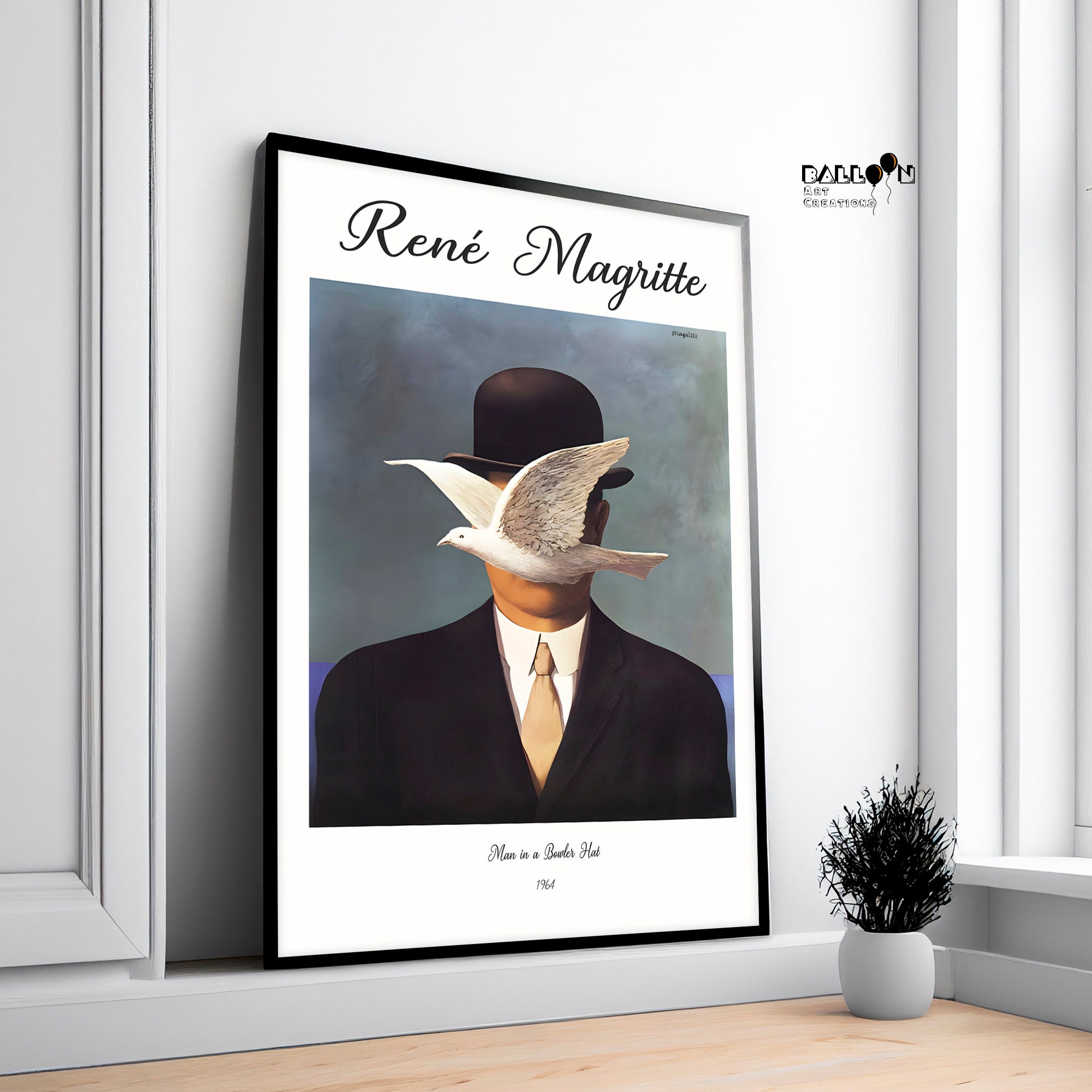 Rene Magritte, Man in a Bowler Hat, 1964, Rene Magritte Poster ...