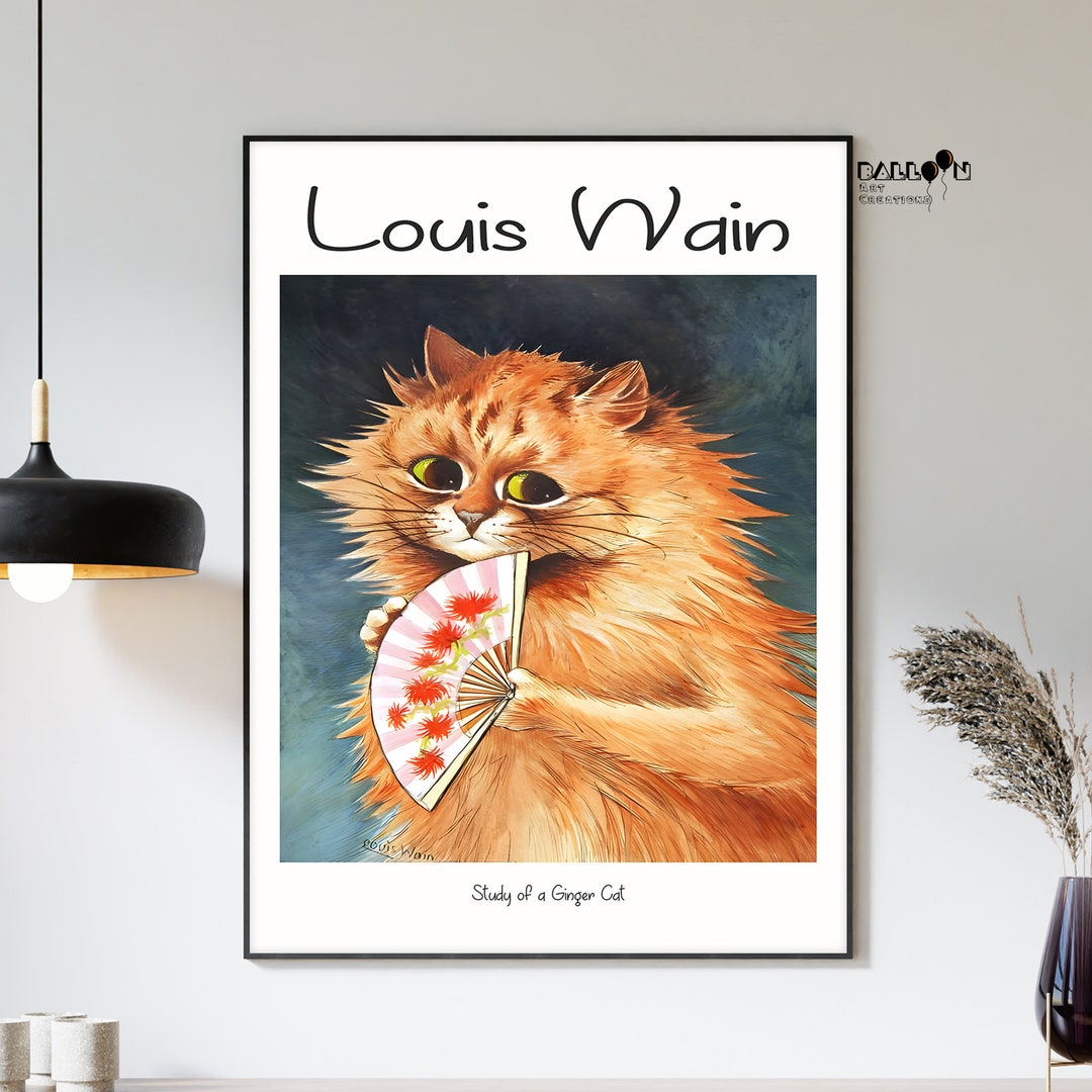 Louis Wain, Study of a Ginger Cat, Louis Wain Cat Poster, Animal Print ...