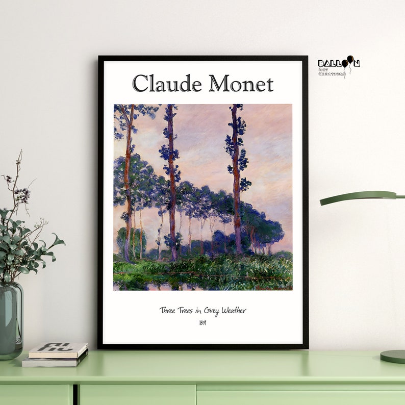 Claude Monet, Three Trees in Grey Weather, 1891, Claude Monet Print ...