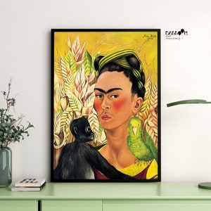 Frida Kahlo, Autorretrato Con Mono Y Perico, 1942, Frida Kahlo Poster ...