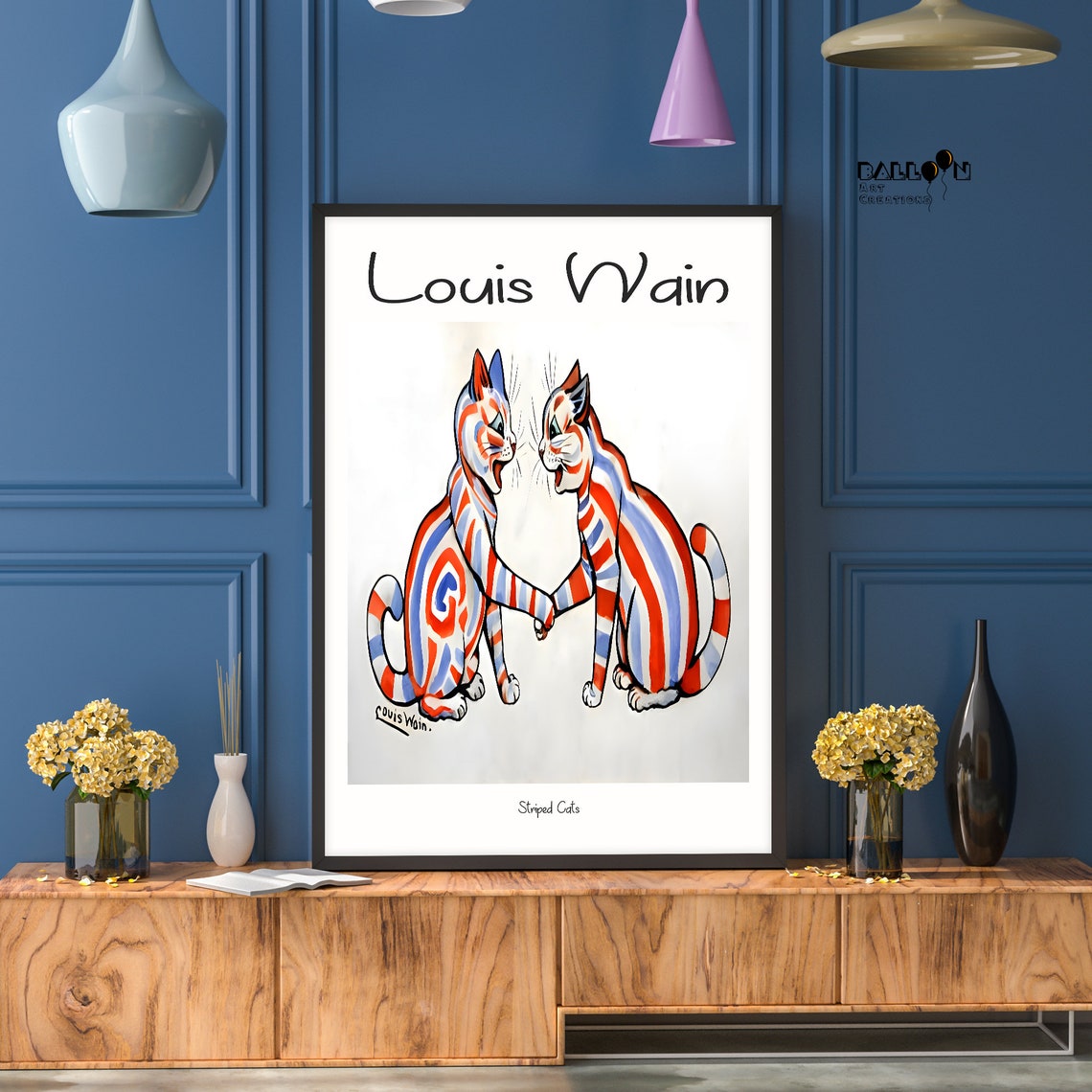 Louis Wain, Striped Cats, Louis Wain Cat Poster, Classic Art Print ...
