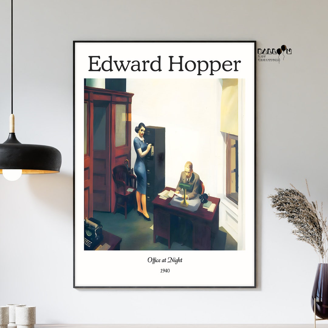 Edward Hopper, Office at Night, 1940, Edward Hopper Poster, Portrait ...