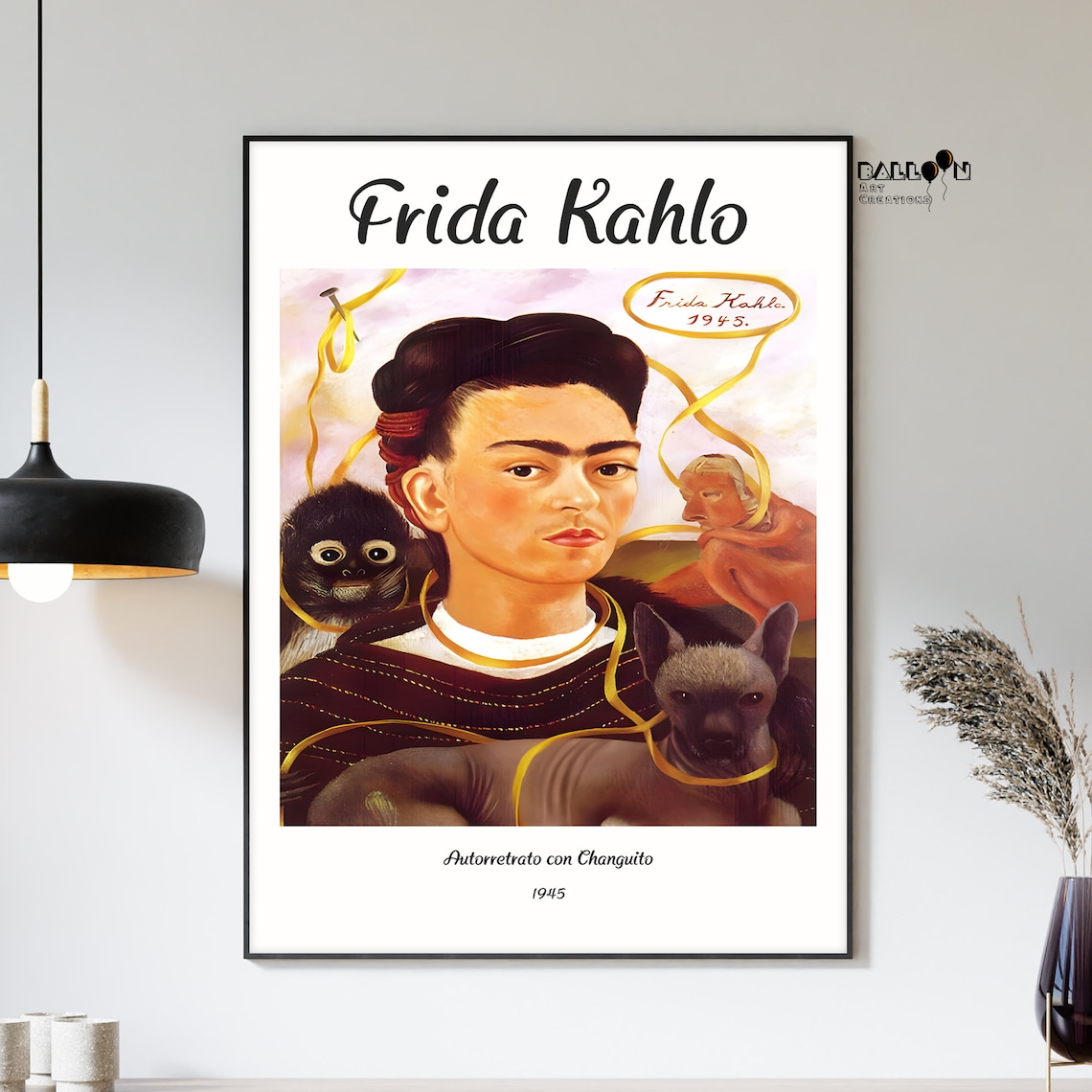 Frida Kahlo, Autorretrato Con Changuito, 1945, Frida Kahlo Print, Home ...