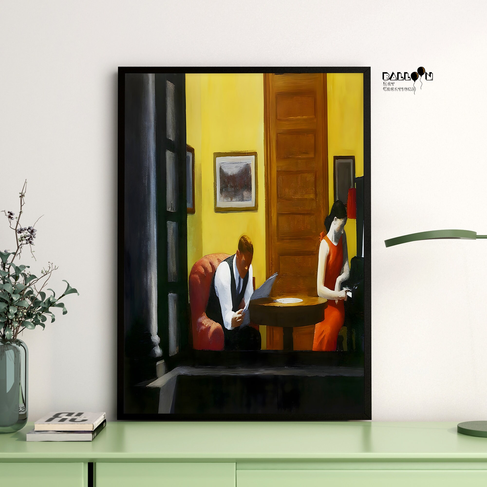 Edward Hopper, Room in New York, 1932, Hopper Wall Art, Modern Wall Art ...