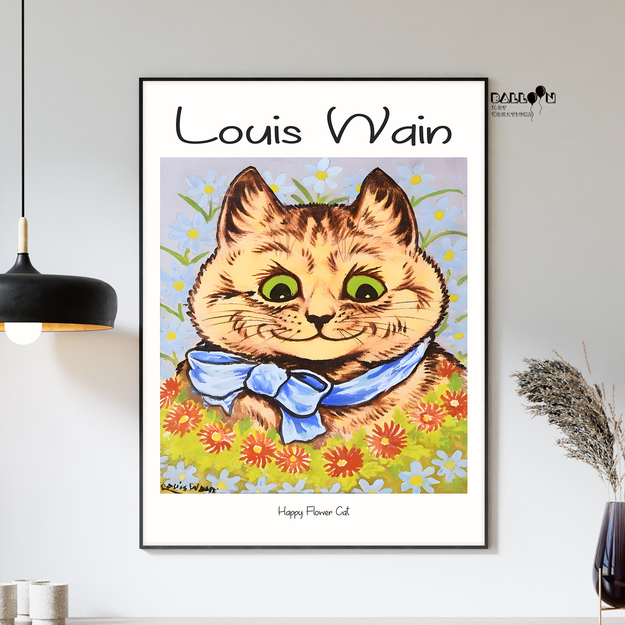 Louis Wain, Happy Flower Cat, Louis Wain Cat Poster, Exhibition Poster ...
