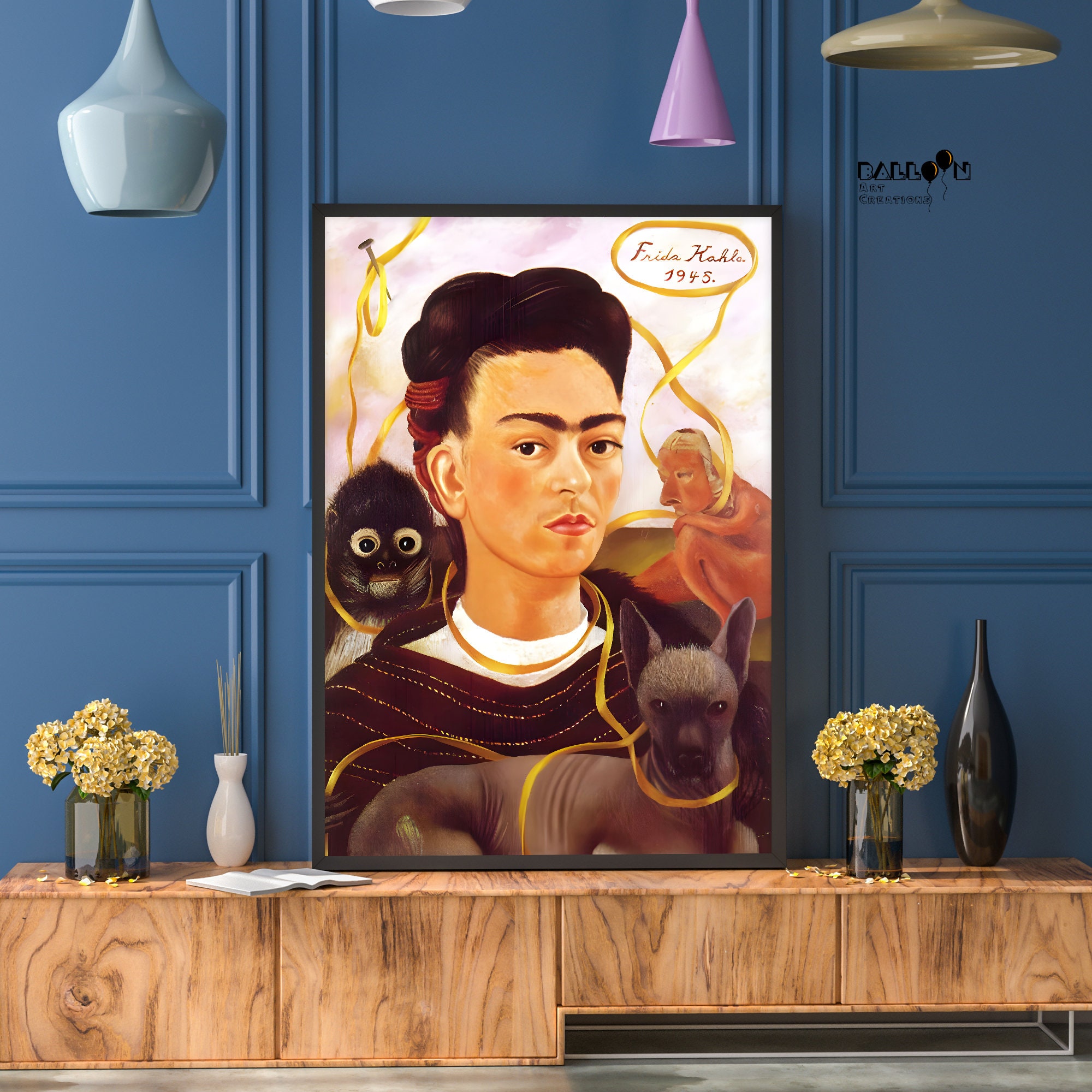 Frida Kahlo, Autorretrato Con Changuito, 1945, Frida Kahlo Print ...