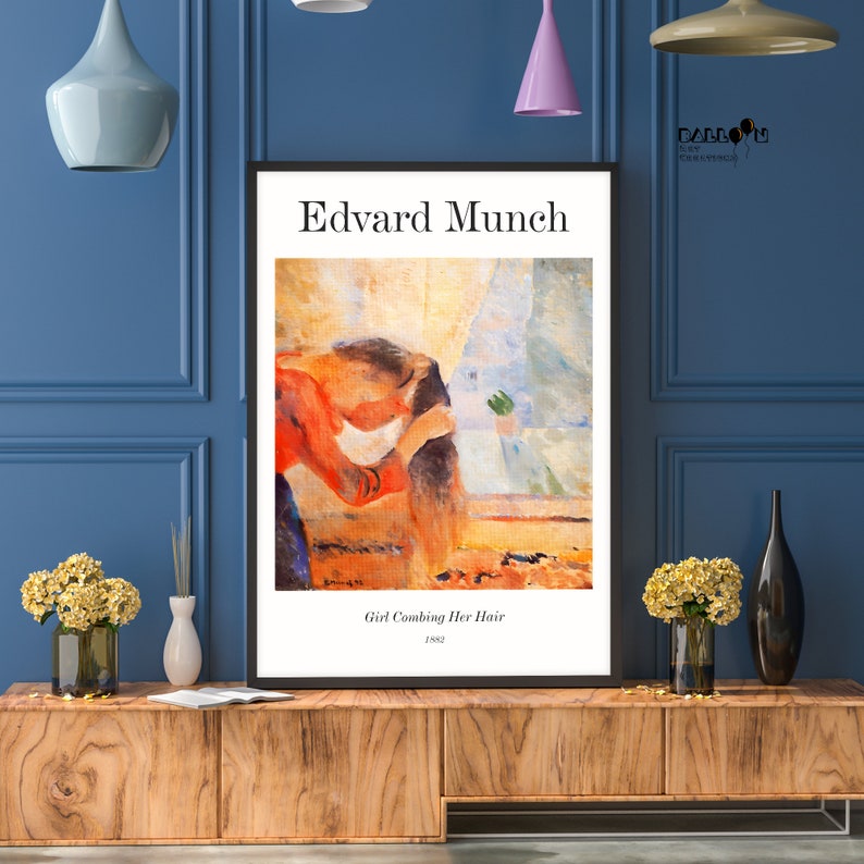 Edvard Munch, Girl Combing Her Hair, 1882, Edvard Munch Poster ...