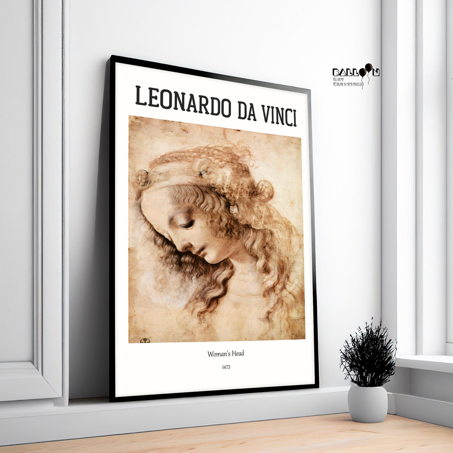 Leonardo Da Vinci, Woman's Head, 1473, Da Vinci Print, Famous Paintings ...