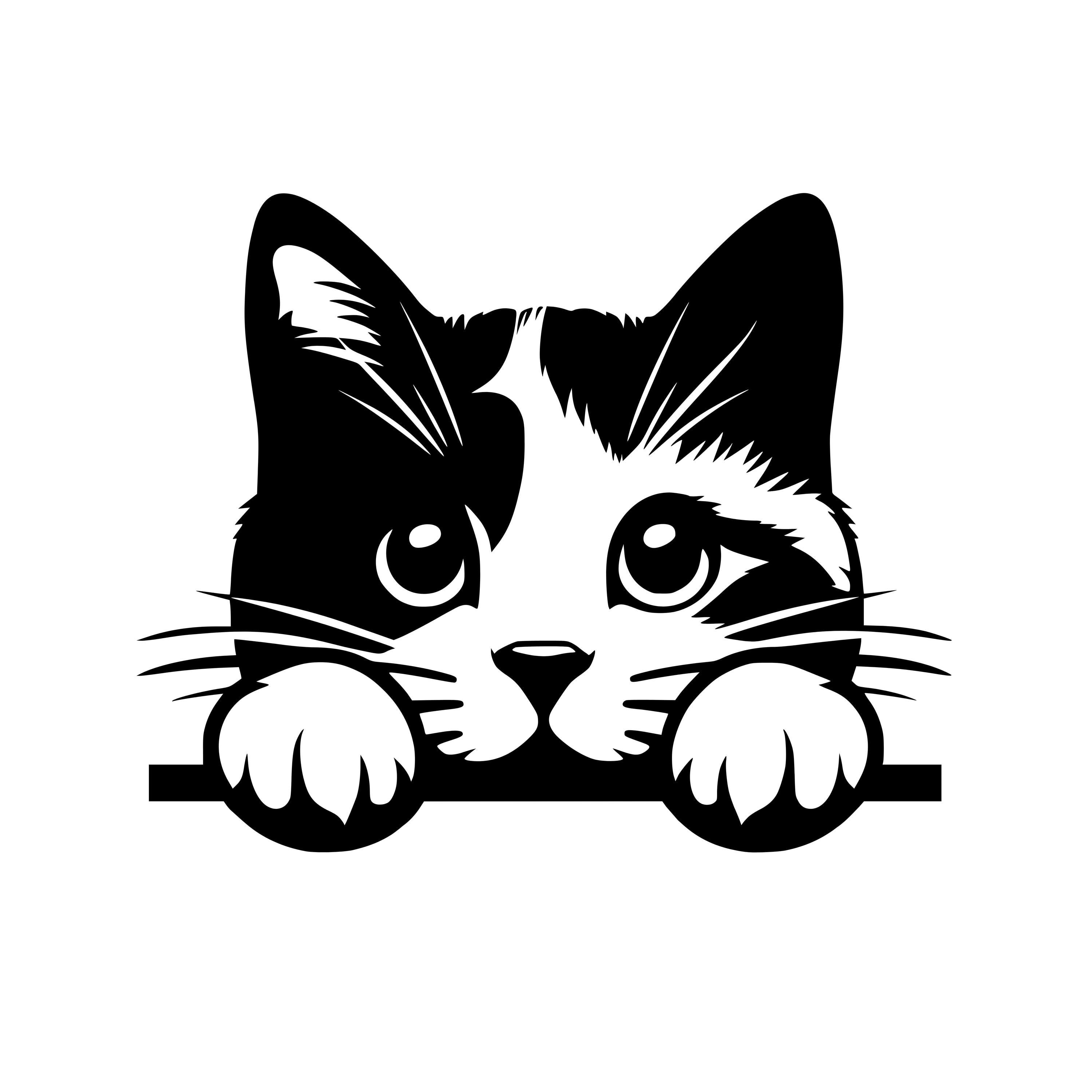 Calico Cat Peeking Design, Cute Cat Vector, Calico Cat Decor, Digital ...