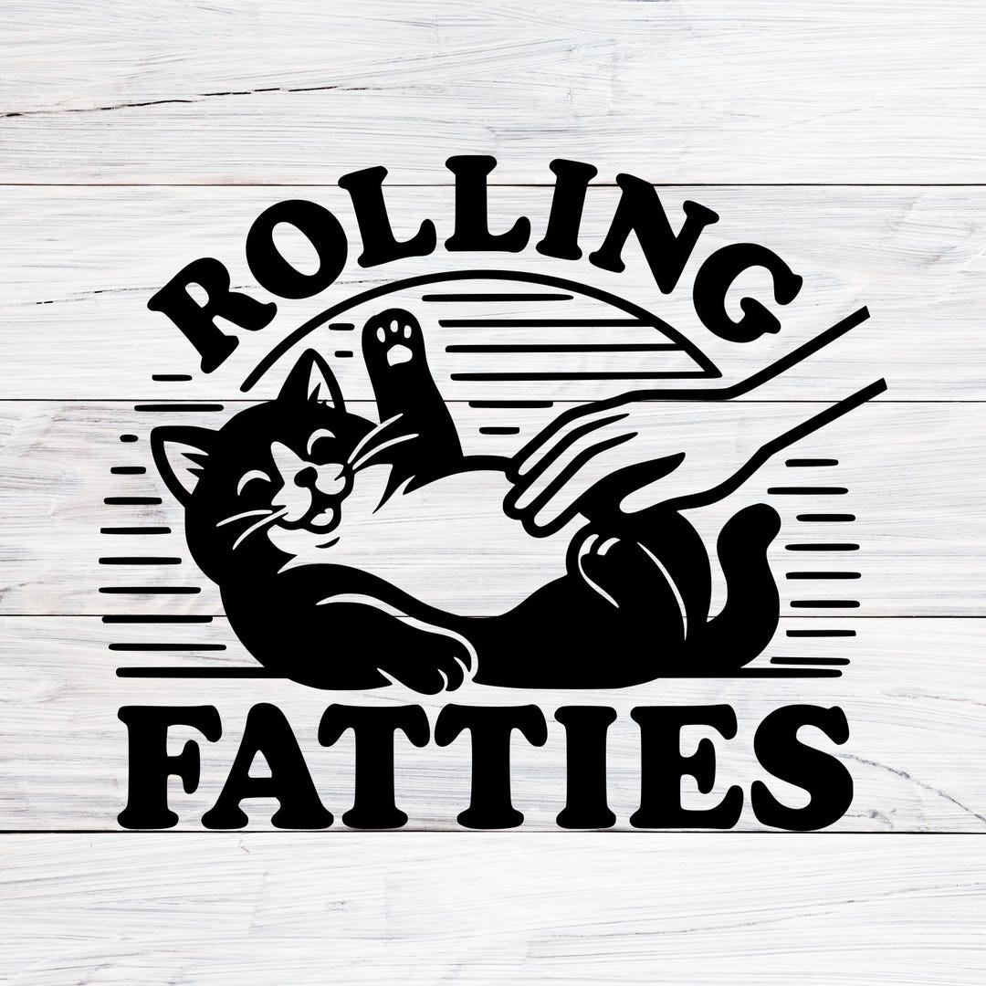Rolling Fatties Svg, Funny Fat Cat Svg, Black Fat Cat, Gift for Cat ...