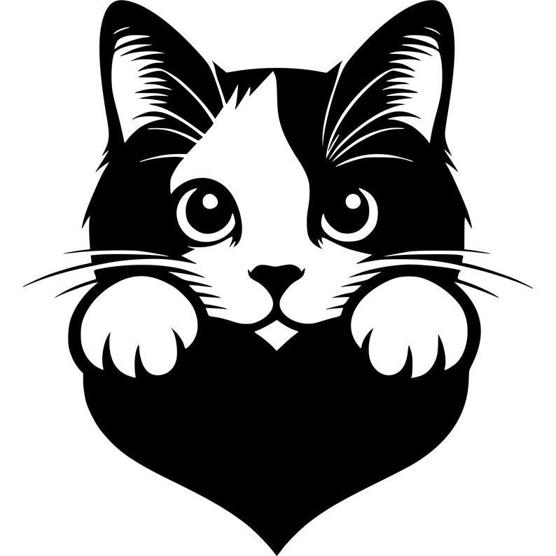 Calico Cat Svg, Calico With Heart, Cute Cat Vector, for T-shirts, Mugs ...