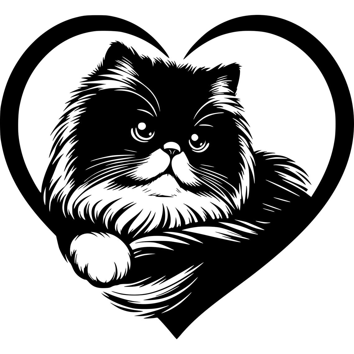 Persian Cat Svg, Kitty Inside A Heart, Fluffy Feline Design, Ideal for ...