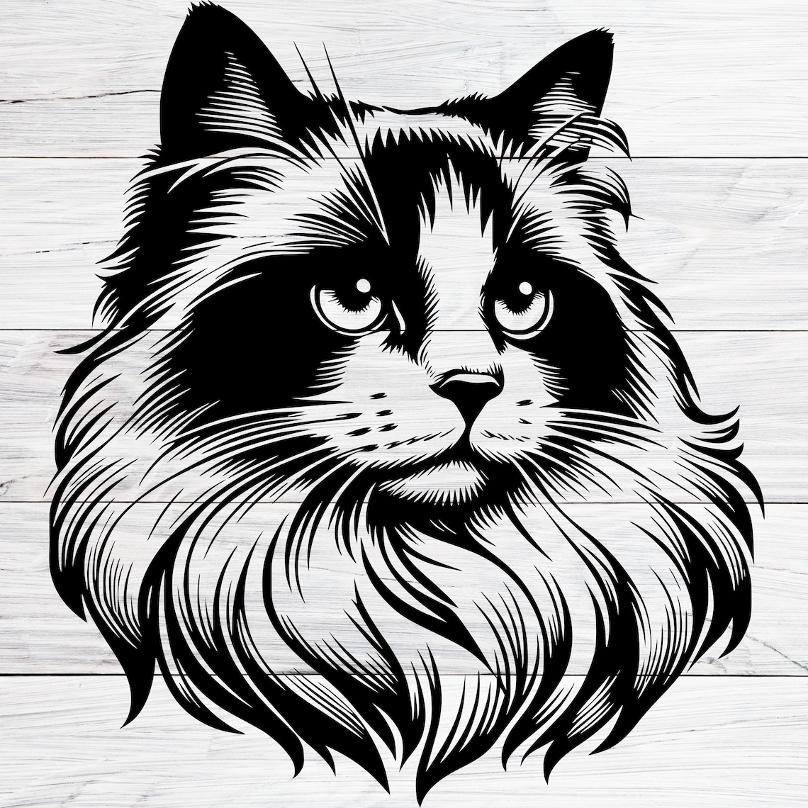 Ragdoll Cat Svg, Long Haired Kitty, Ragdoll Cat Portrait, for Crafts, T ...