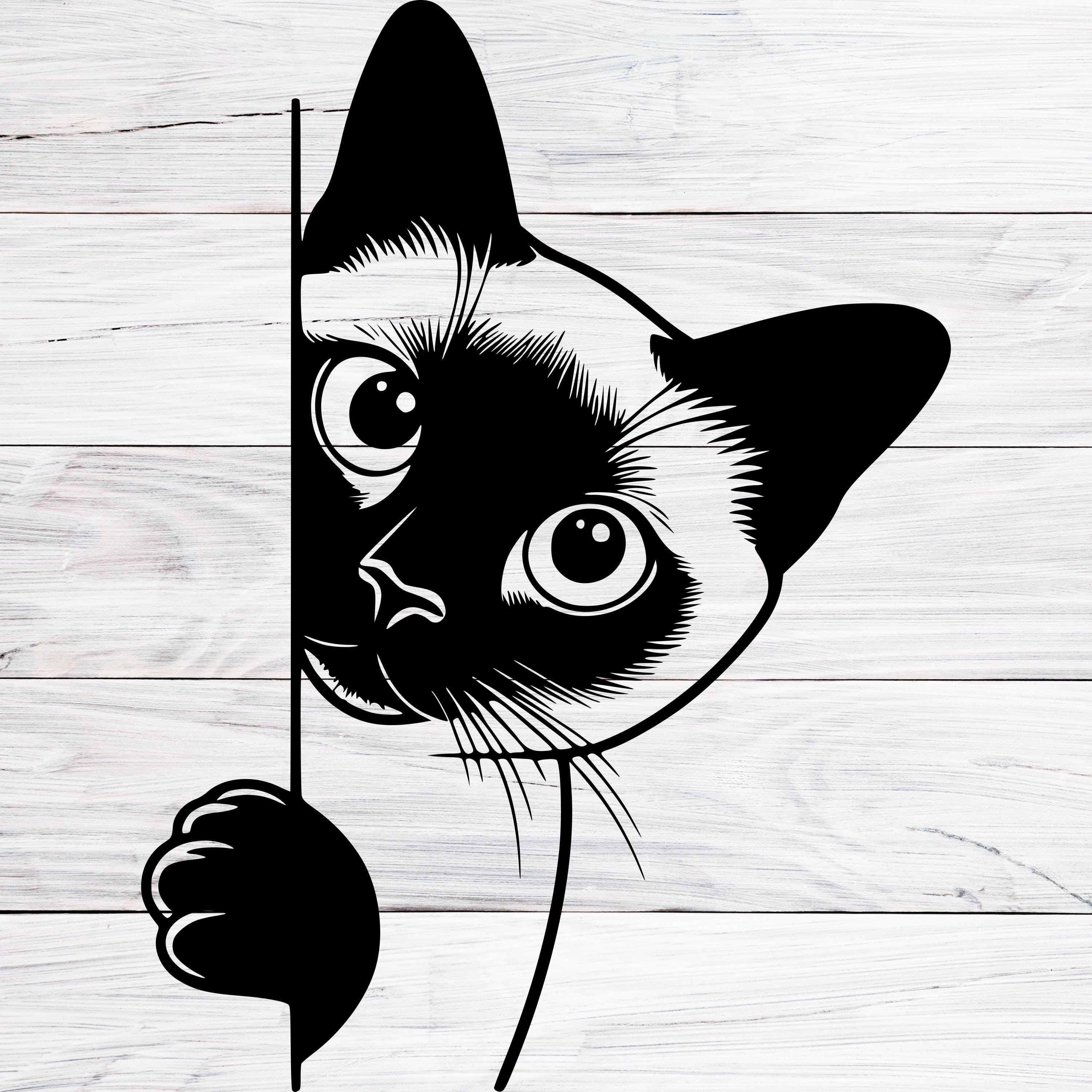 Siamese Cat Svg, Siamese Cat Peeking Design, for Scrapbooking, Wall ...