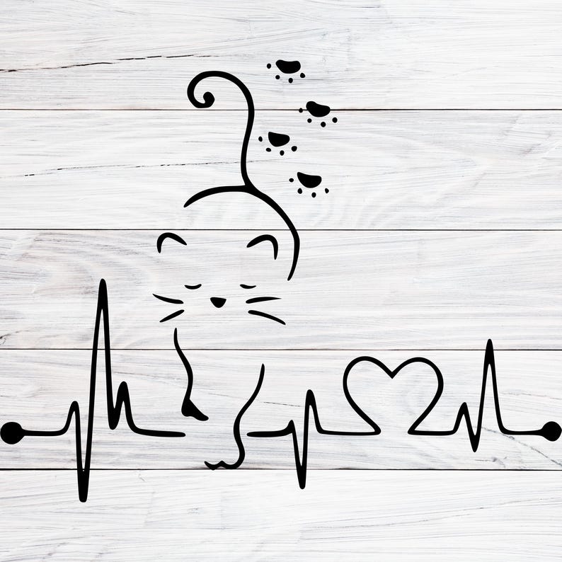 Cat Heartbeat Svg, Png, Jpg, Shirt Design for Pet Lovers (digital ...