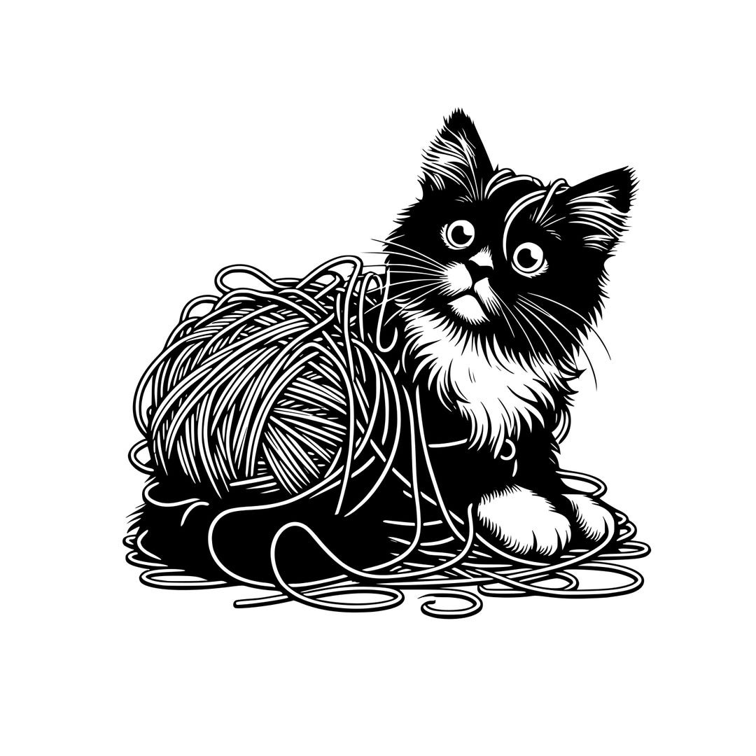Funny Cat Svg, Funny Cat Tangled in Yarn , Perfect for Cat Lovers ...