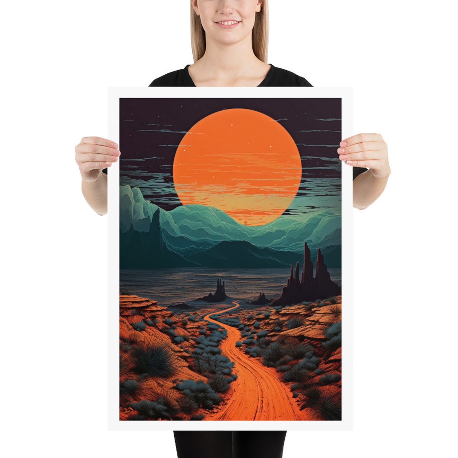 DESERT / Space Landscape Cosmic Art Retro Futuristic Art Vintage ...