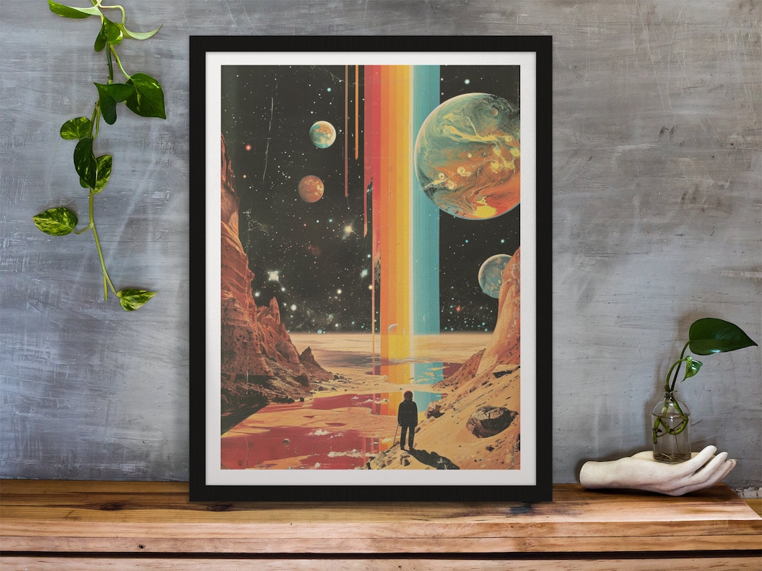 Polaroid Universe/cosmic Art | Retro Futuristic Art | Vintage Planet ...