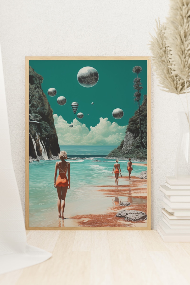 Surreal Beach Art Surrealism Dream Art Moon Beach Art Psychedelic Moon ...