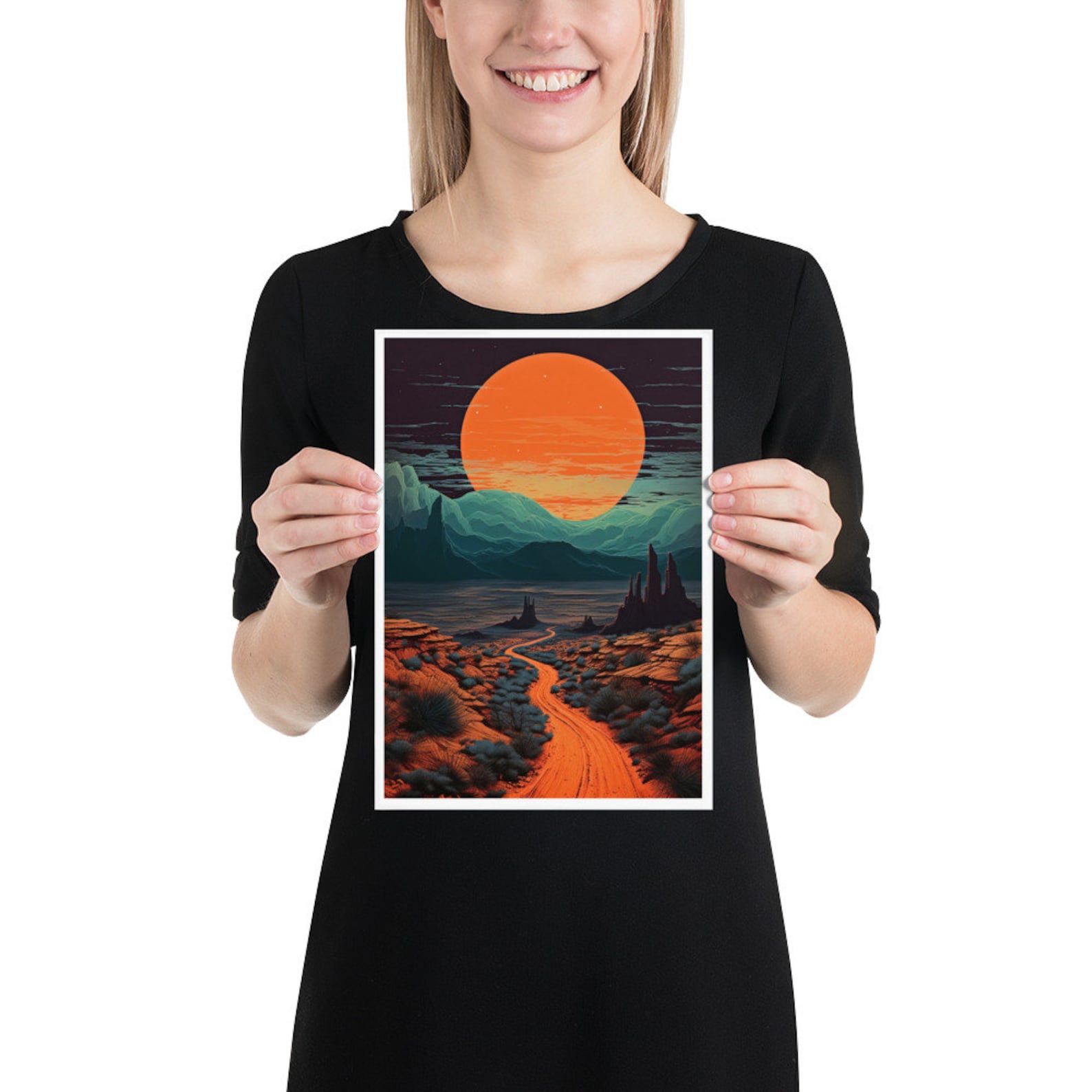 DESERT / Space Landscape Cosmic Art Retro Futuristic Art Vintage ...