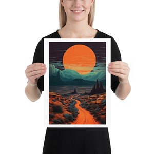 Surreal Desert Art Print | Desert Moon Art | Sci-fi Moon Poster ...