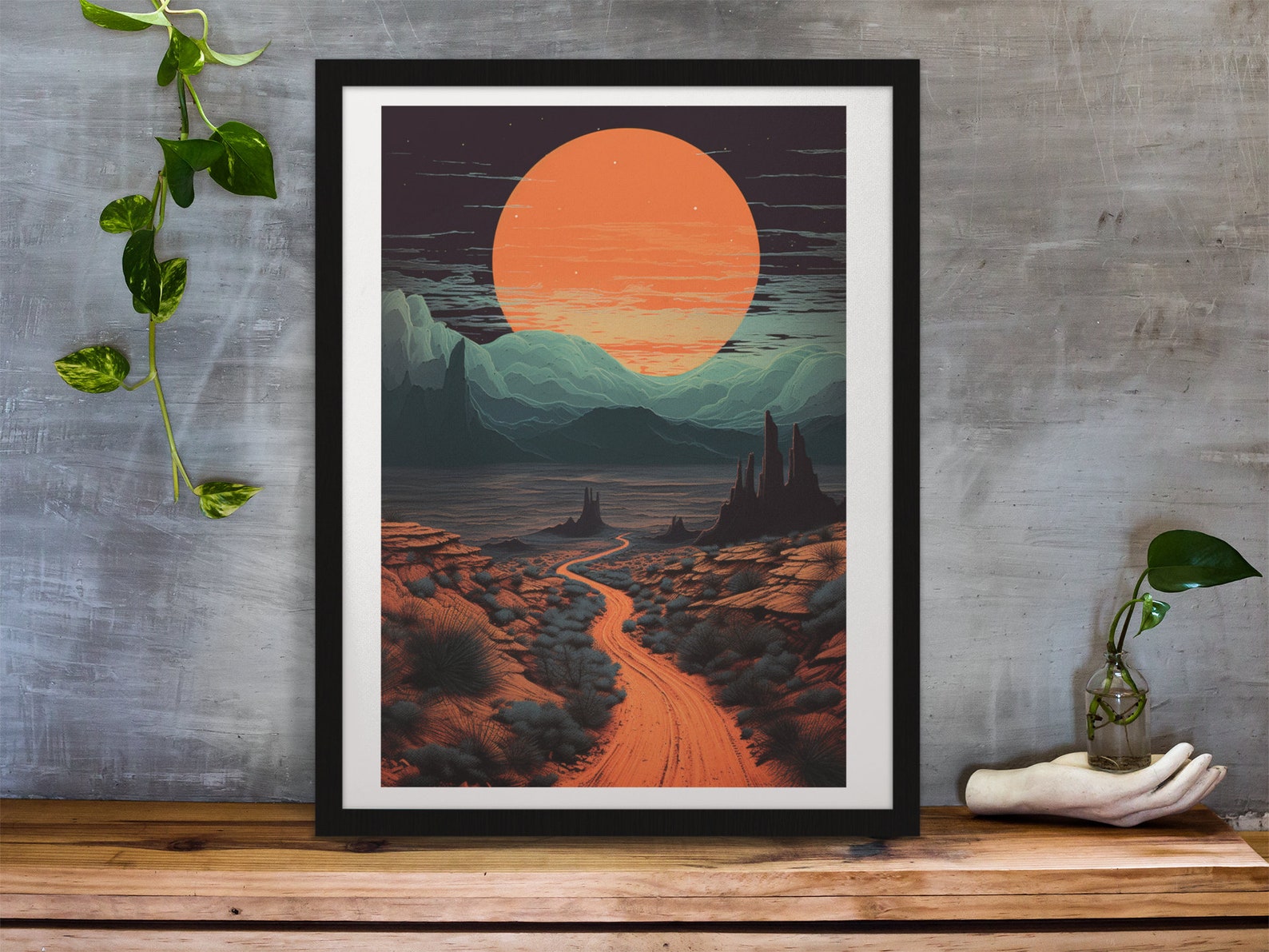 DESERT / Space Landscape Cosmic Art Retro Futuristic Art Vintage ...