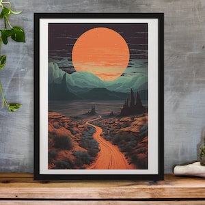 DESERT / Space Landscape Cosmic Art Retro Futuristic Art Vintage ...