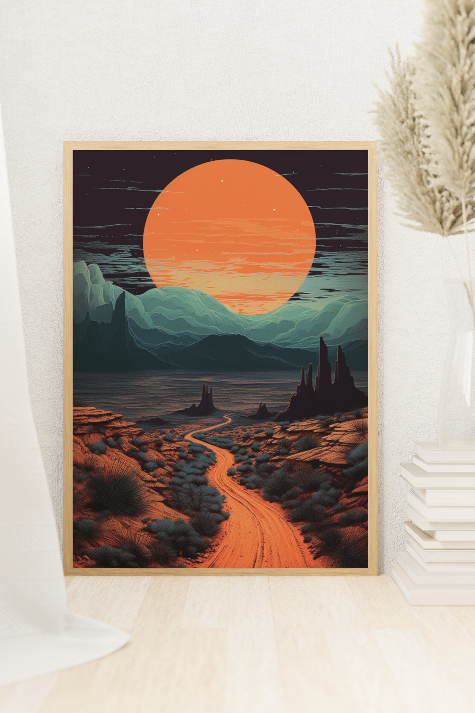DESERT / Space Landscape Cosmic Art Retro Futuristic Art Vintage ...