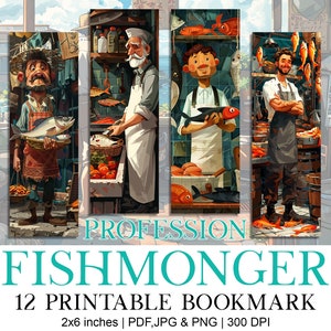 Fish Monger Fishing Bookmark Design, Reading Mode, Bookstack, Book Worm ...