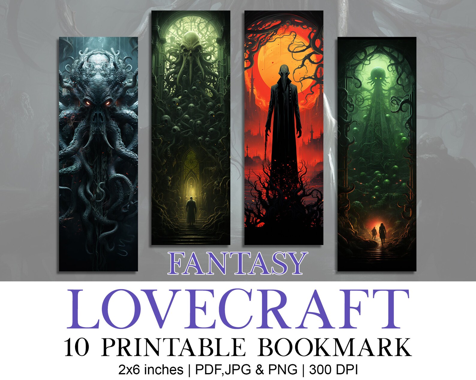 Lovecraft Creatures Bookmark Design, Reading Mode, Bookstack, Book Worm ...