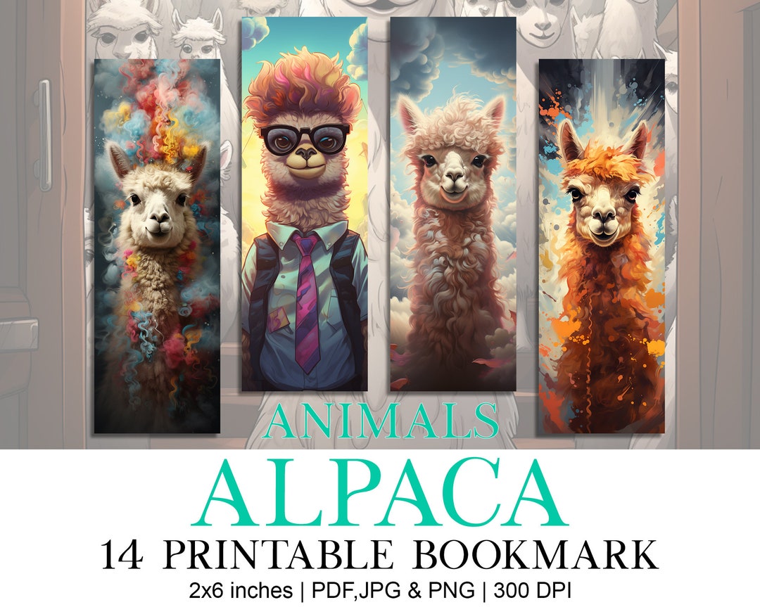 Alpaca Animals Theme Printable Bookmark Designs, Aesthetic Bookmark ...