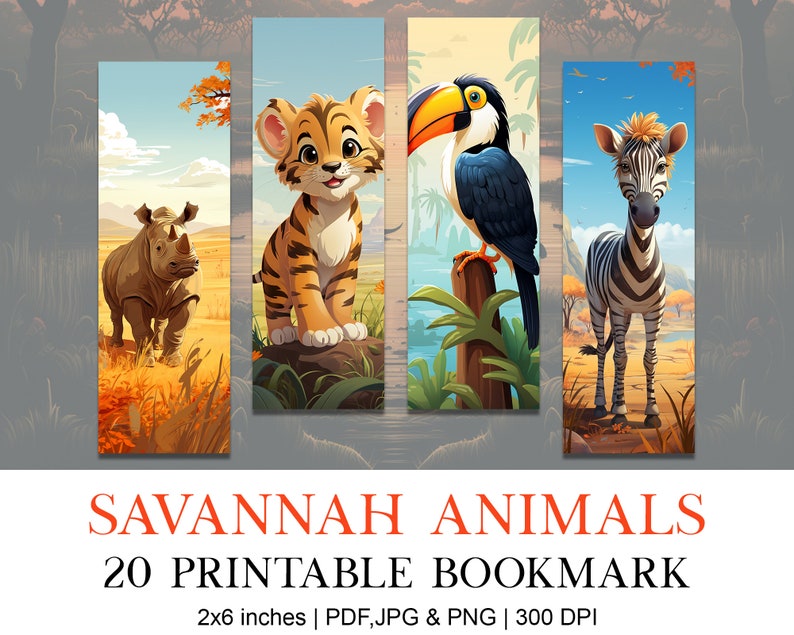 African Savannah Puppy Printable Bookmark Designs, Aesthetic Bookmark ...