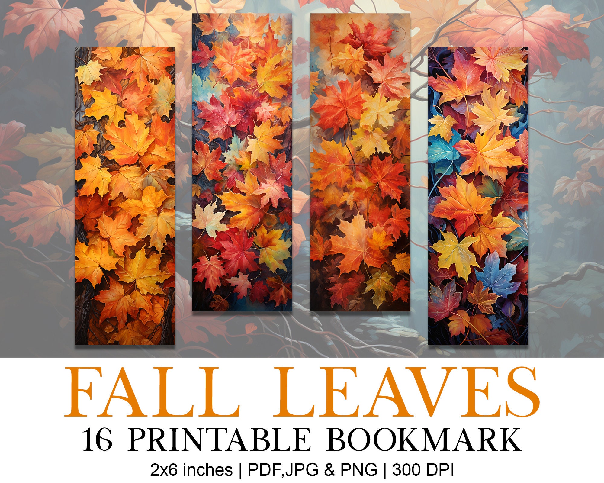 Fall Maple Leaves Bookmark Design, Reading Mode, Bookstack, Book Worm ...