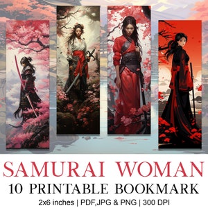 Samurai Woman Japanese Art Bookmark Design, Reading Mode, Bookstack ...