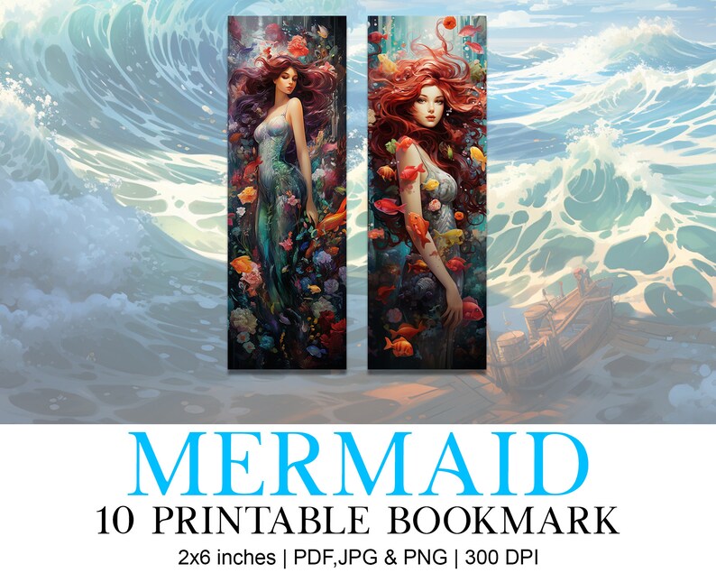 Mermaid Ocean Siren Sea | Bookmark Design, Reading Mode, Bookstack ...
