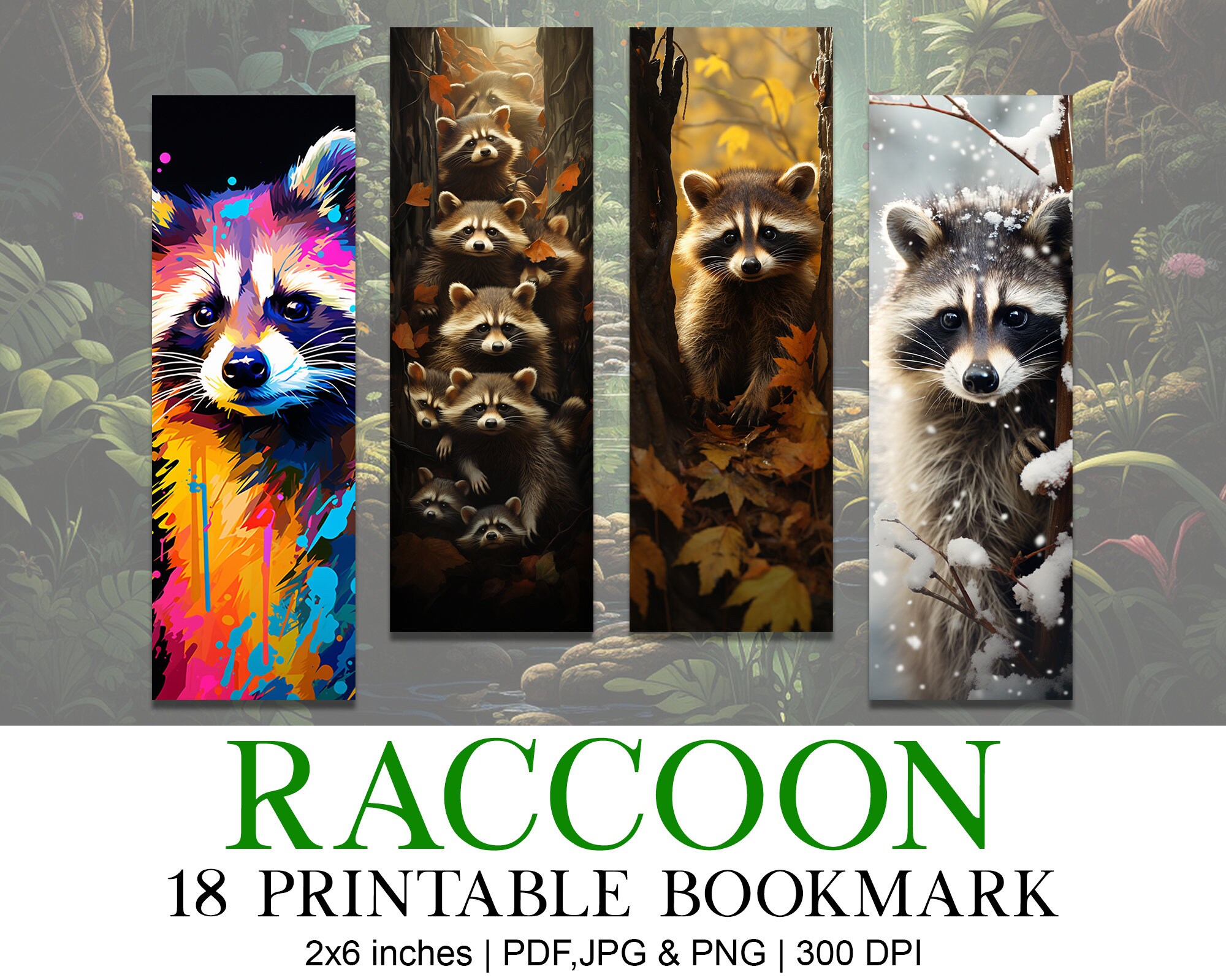 Realistic Woodland Raccoon Bookmark Design, Reading Mode, Bookstack ...