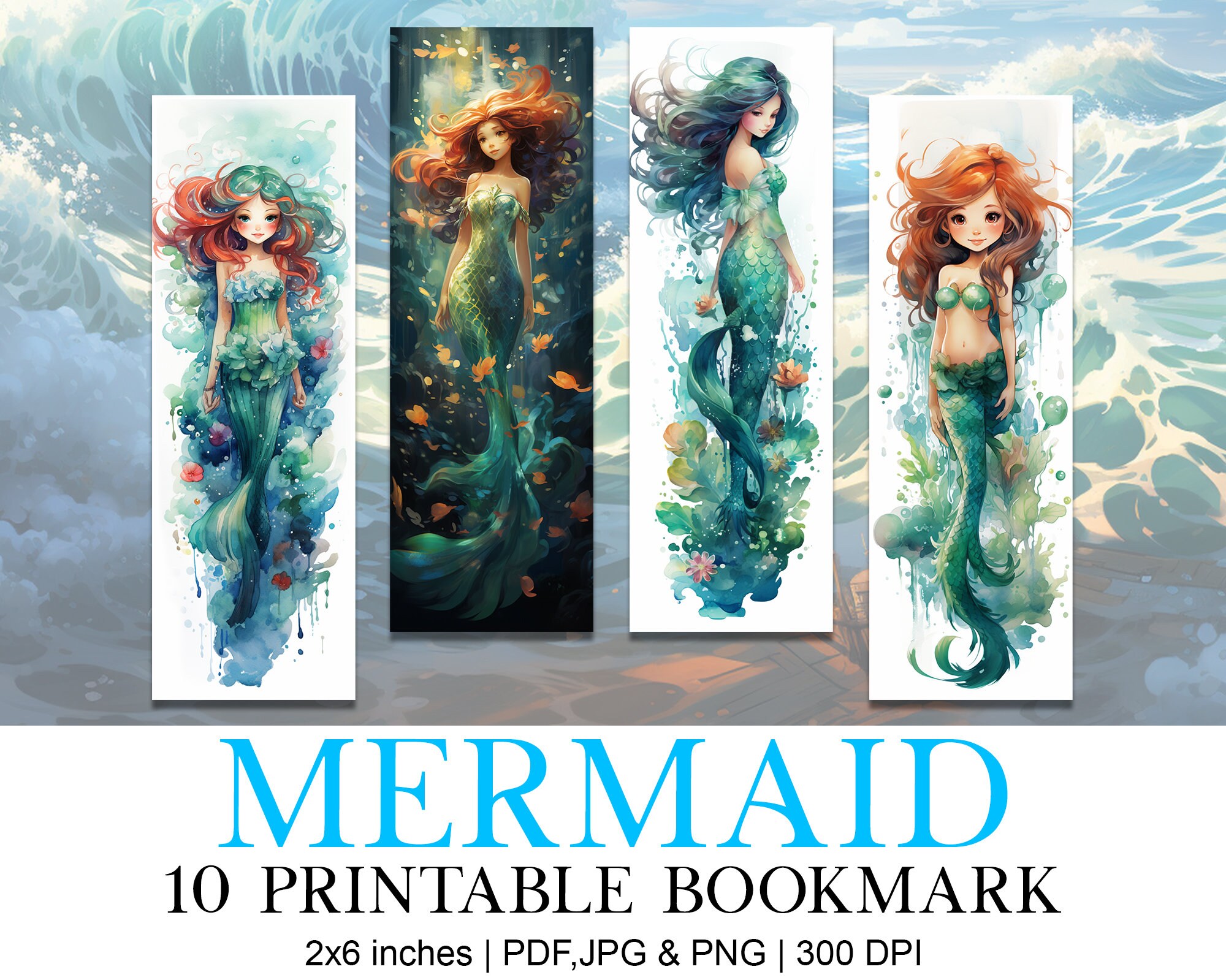 Mermaid Ocean Siren Sea Bookmark Design, Reading Mode, Bookstack, Book ...