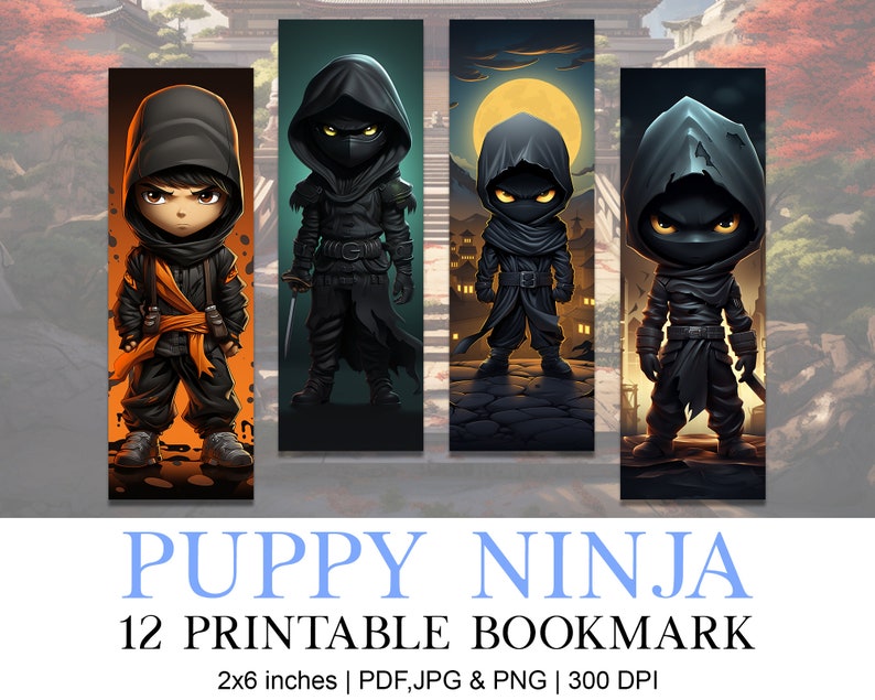 Puppy Ninja Anime Cute Bookmark Design, Reading Mode, Bookstack, Book ...