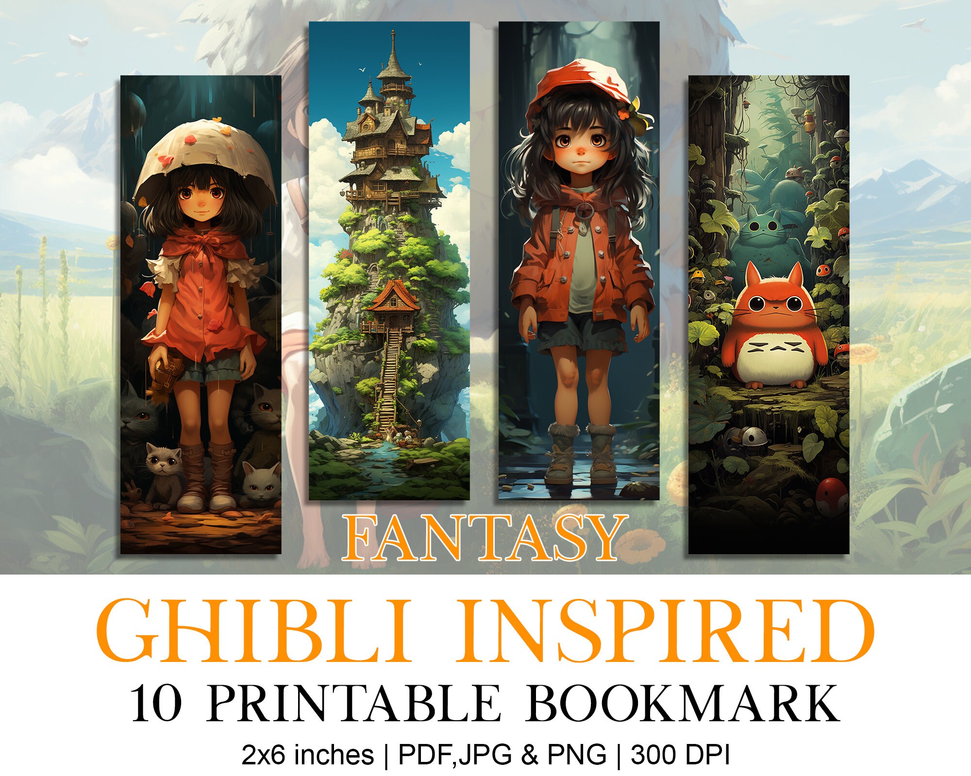 Studio Ghibli Inspired Bookmark Design, Reading Mode, Bookstack, Book ...