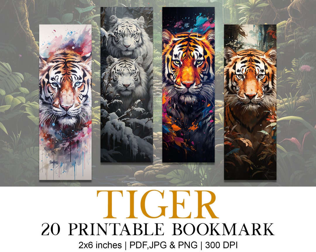 Realistic Tiger Colorful Printable Bookmark Designs, Aesthetic Template ...