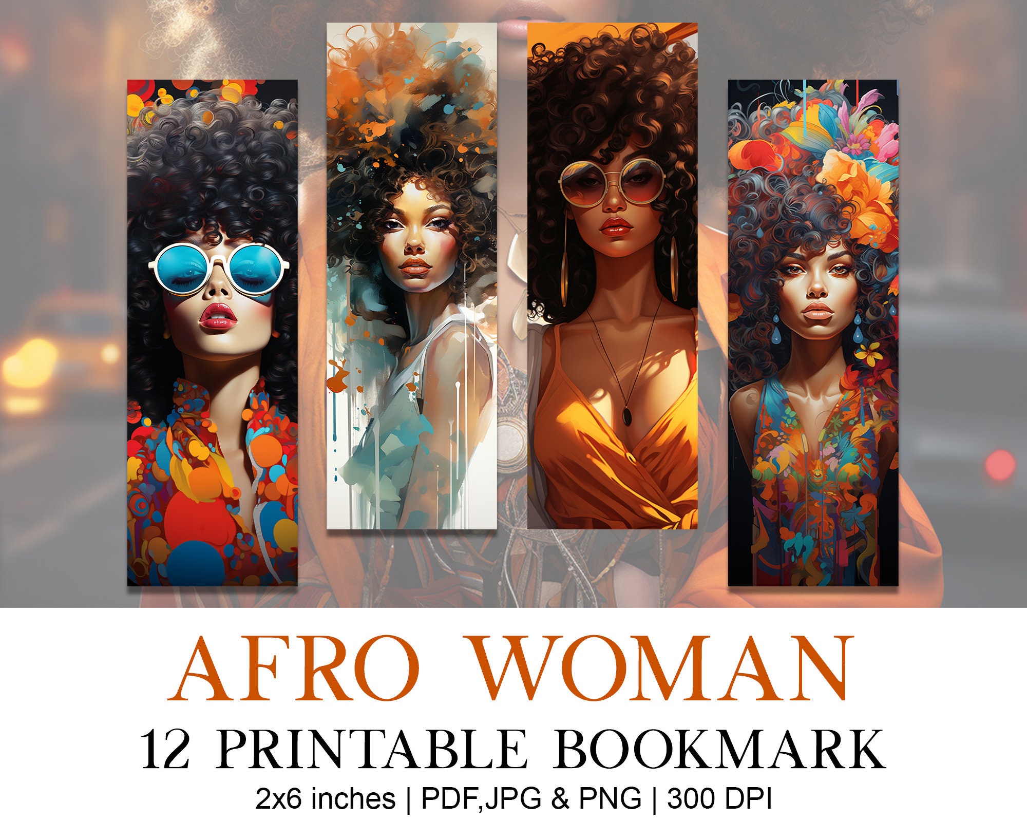 Afro American Woman Printable Bookmark Designs, Aesthetic Bookmark ...