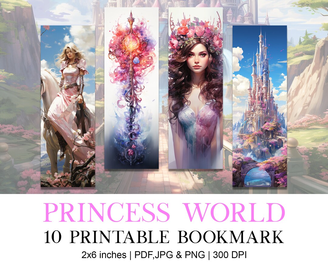 Princess World Crown Cinderella Printable Bookmark Designs, Aesthetic ...
